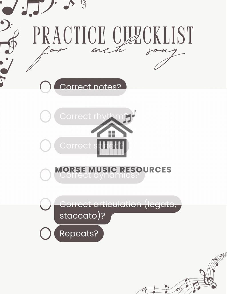 Editable Piano Practice Checklist for Students | Structured Practice ...