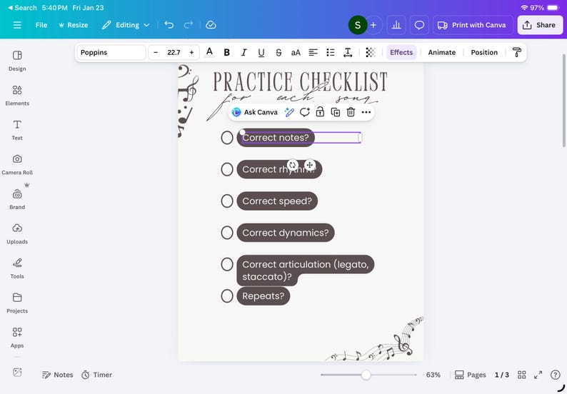 Editable Piano Practice Checklist for Students | Structured Practice ...