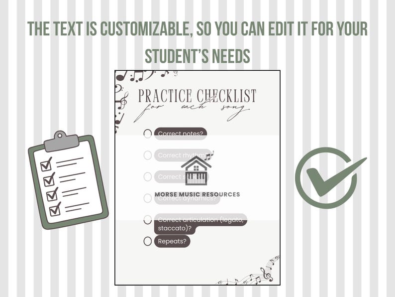 Editable Piano Practice Checklist | Music Practice Tracker for Students ...