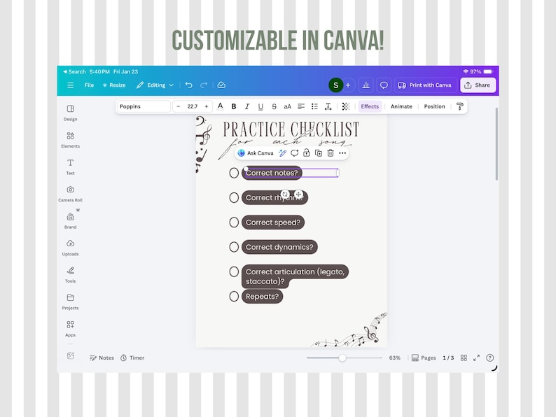 Editable Piano Practice Checklist for Students | Structured Practice ...