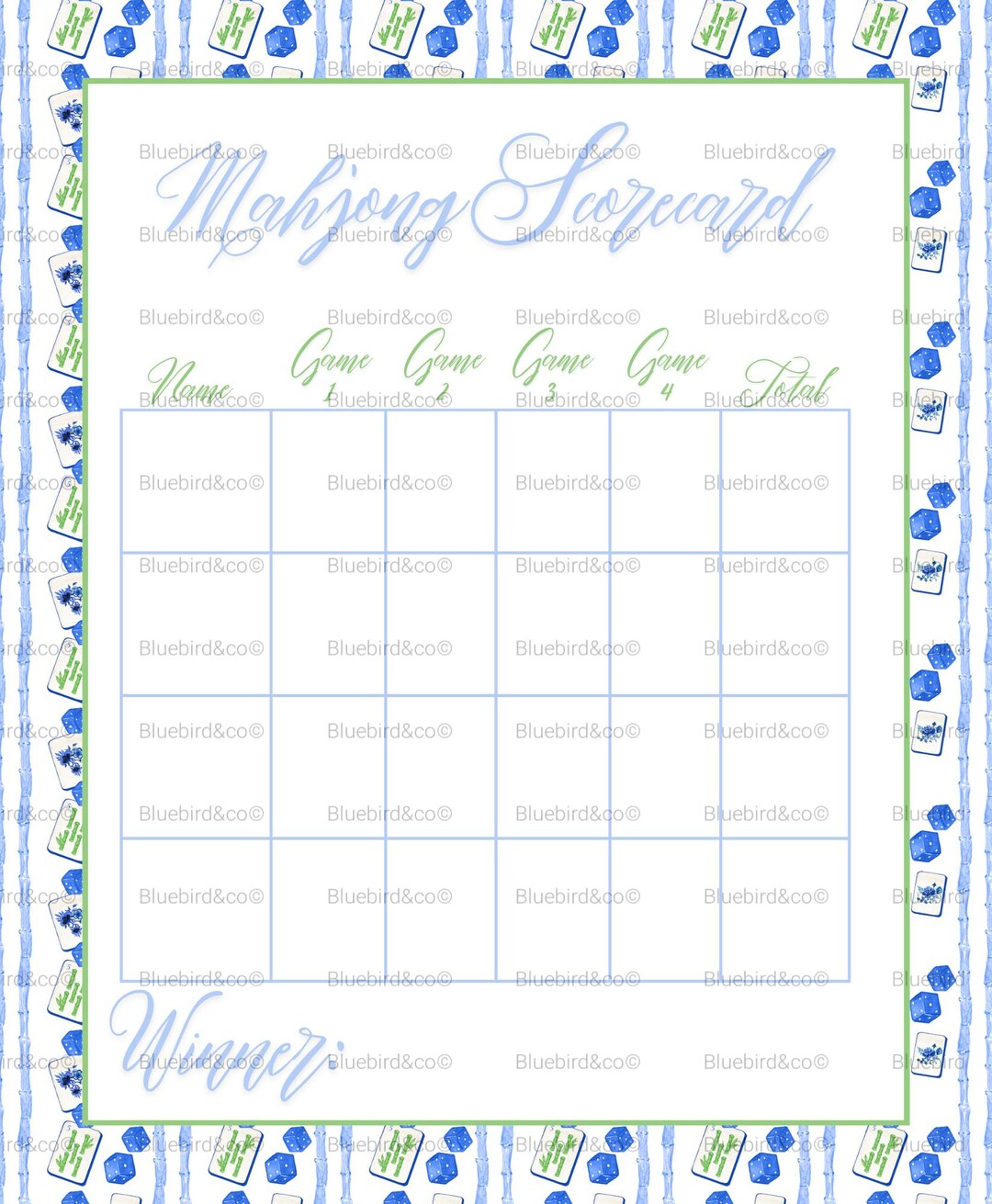 Hydrangea Themed Mahjong Scorecard | Instant Download Mahjong - Etsy