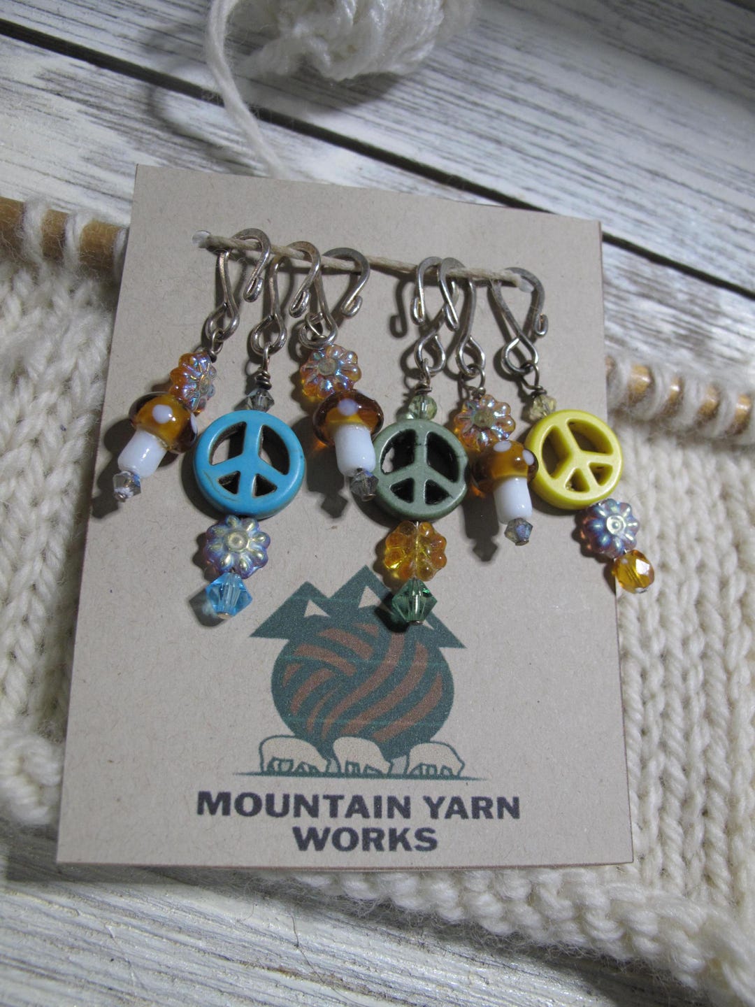 Mushrooms and Peace Sign / Knitting & Crochet Tools Stitch Marker Set ...