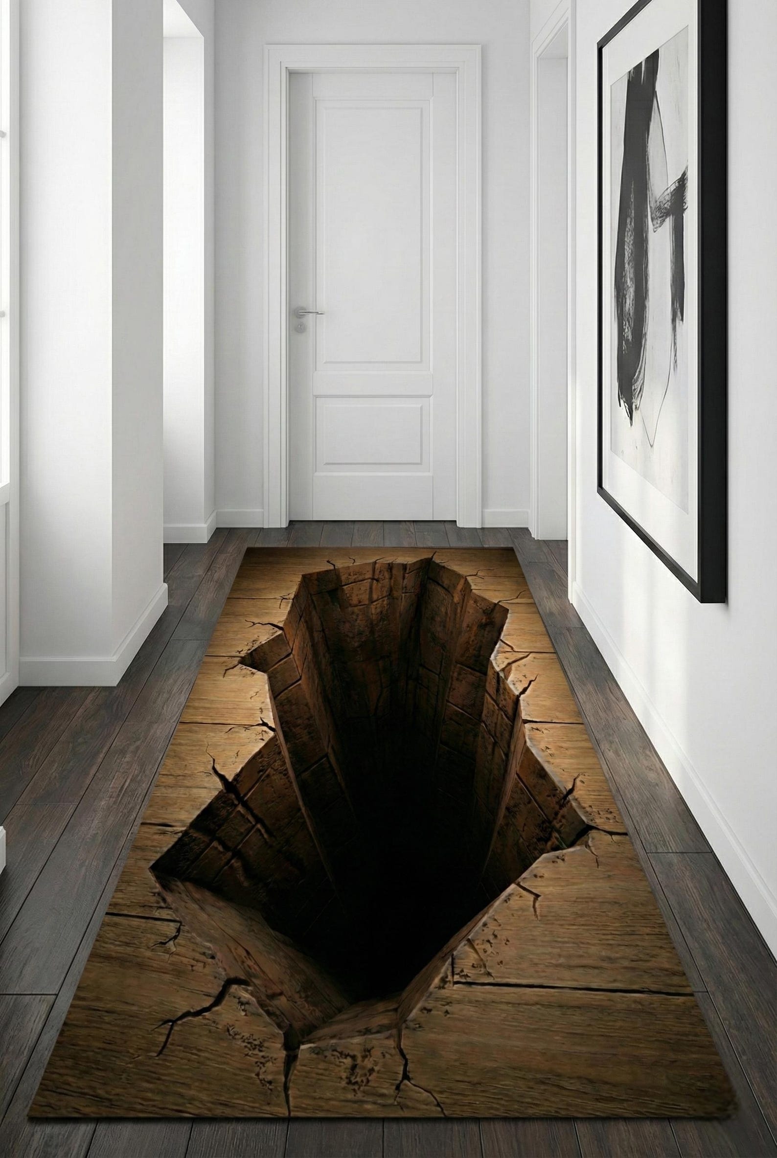 3D Optical Illusion Rug – Cracked Wood Abyss, Fun Prank Decor - Etsy
