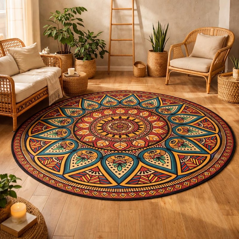 Large Vinyl Round Rugs - Etsy UK