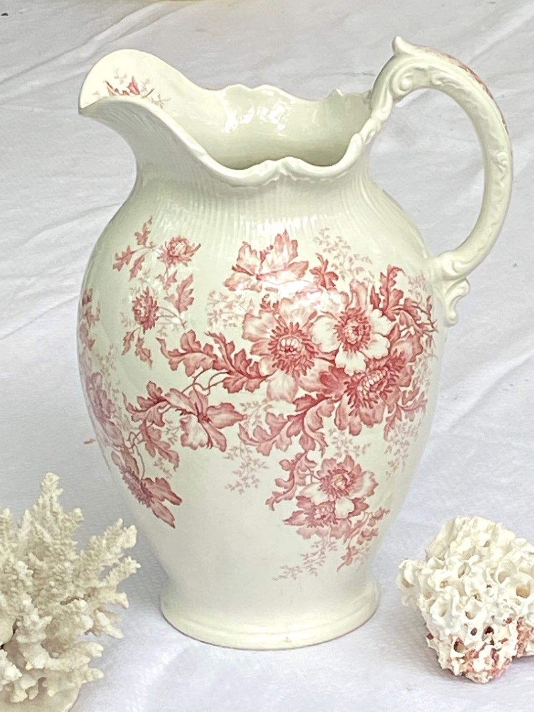 Gorgeous Vintage Ironstone Red Transferware Pitcher Made in Holland - Etsy