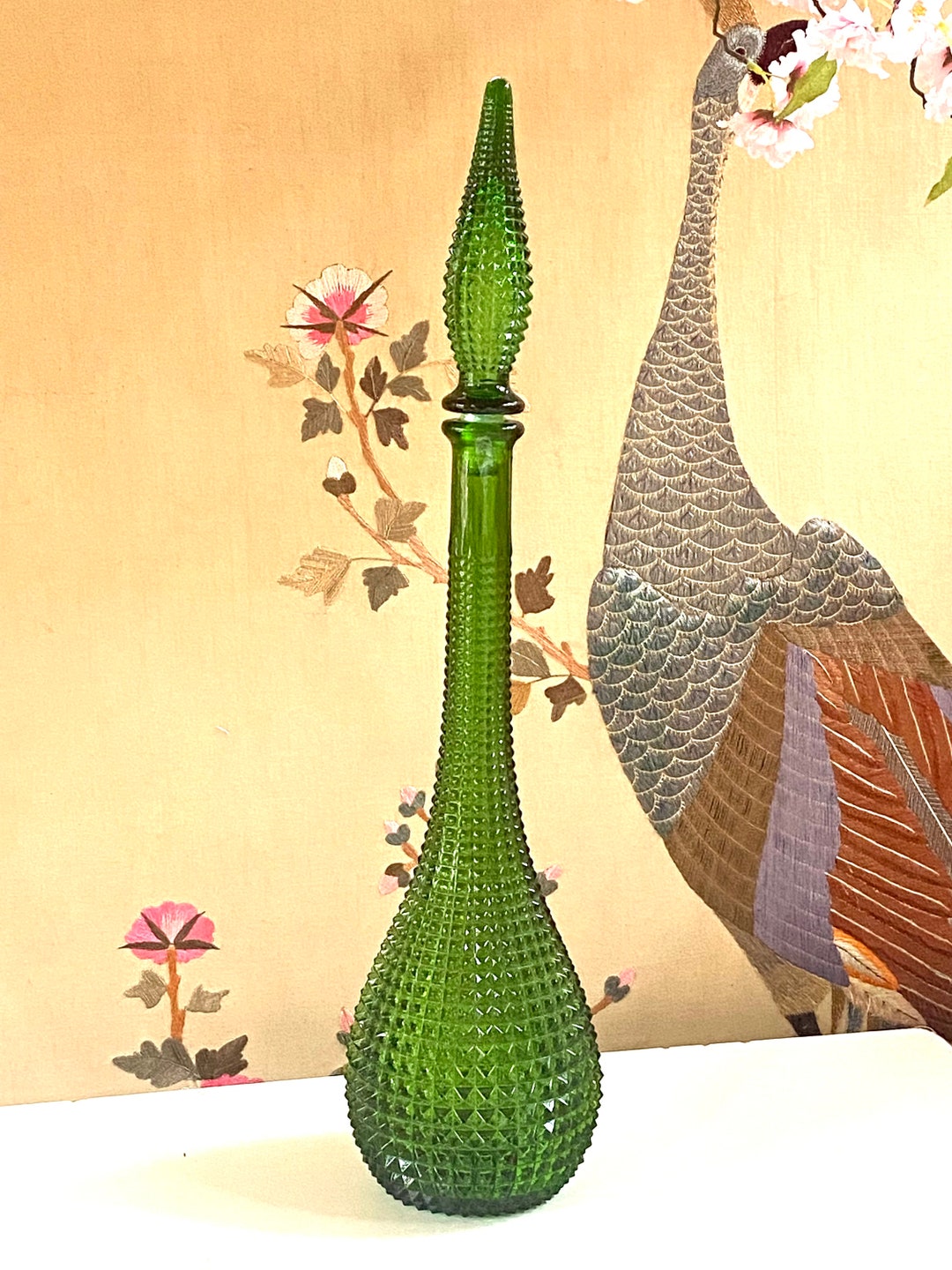 Vintage Italian Genie Glass Bottle Empoli - Etsy