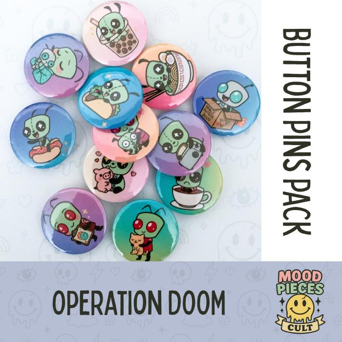 Operation Doom Button Pins | Alien & Robot Pastel Pins | Zim and Gir ...