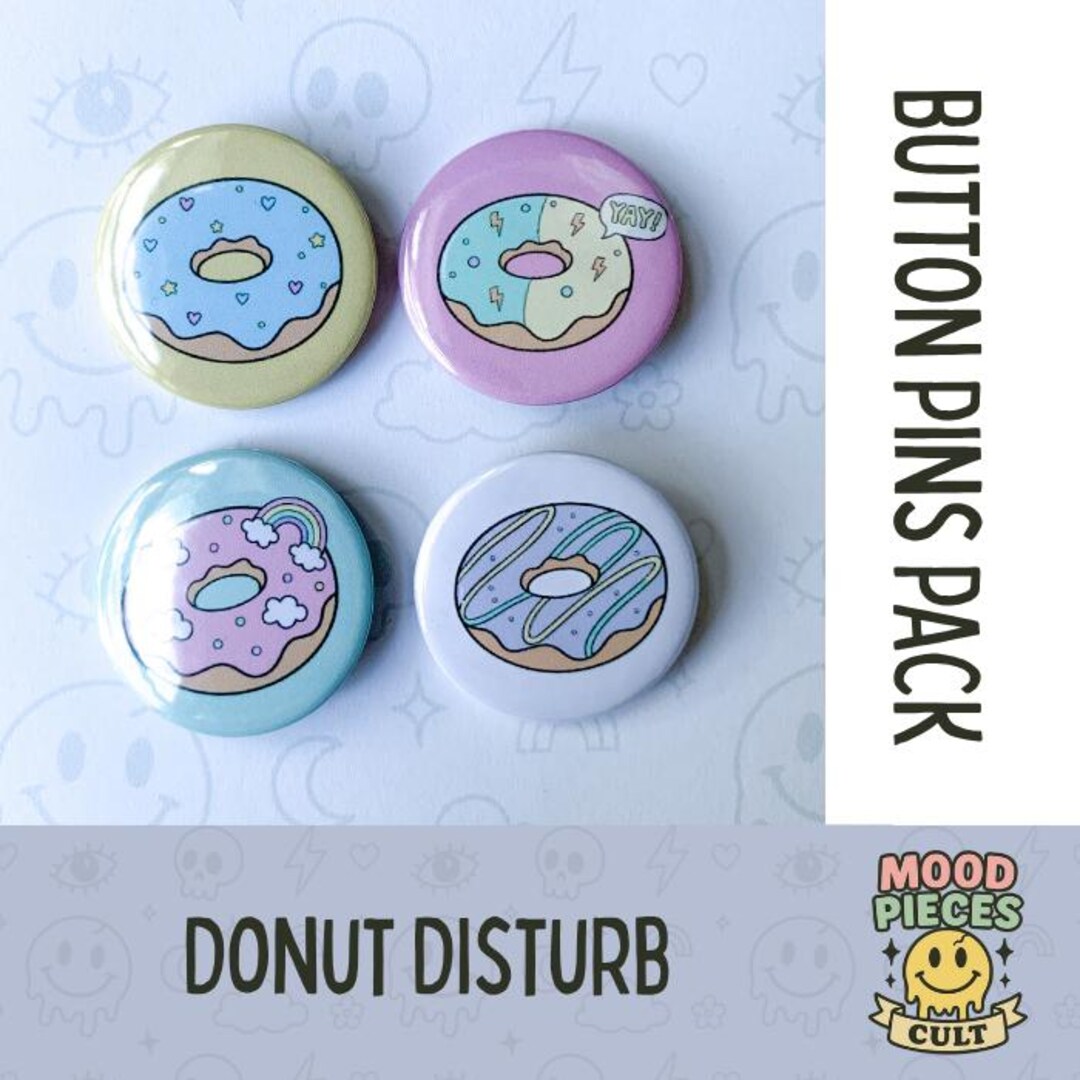 Kawaii Donut Button Pin Pack | Pastel Glazed Pins - Etsy