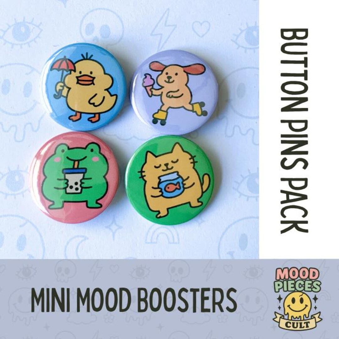 Kawaii Animal Button Pin Pack | Pastel Mini Mood Boosters - Etsy
