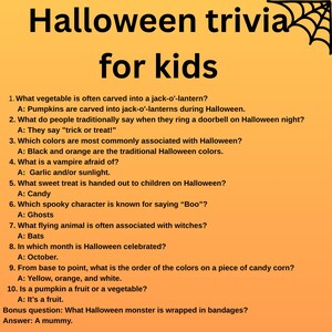 Halloween Trivia for Kids - Etsy