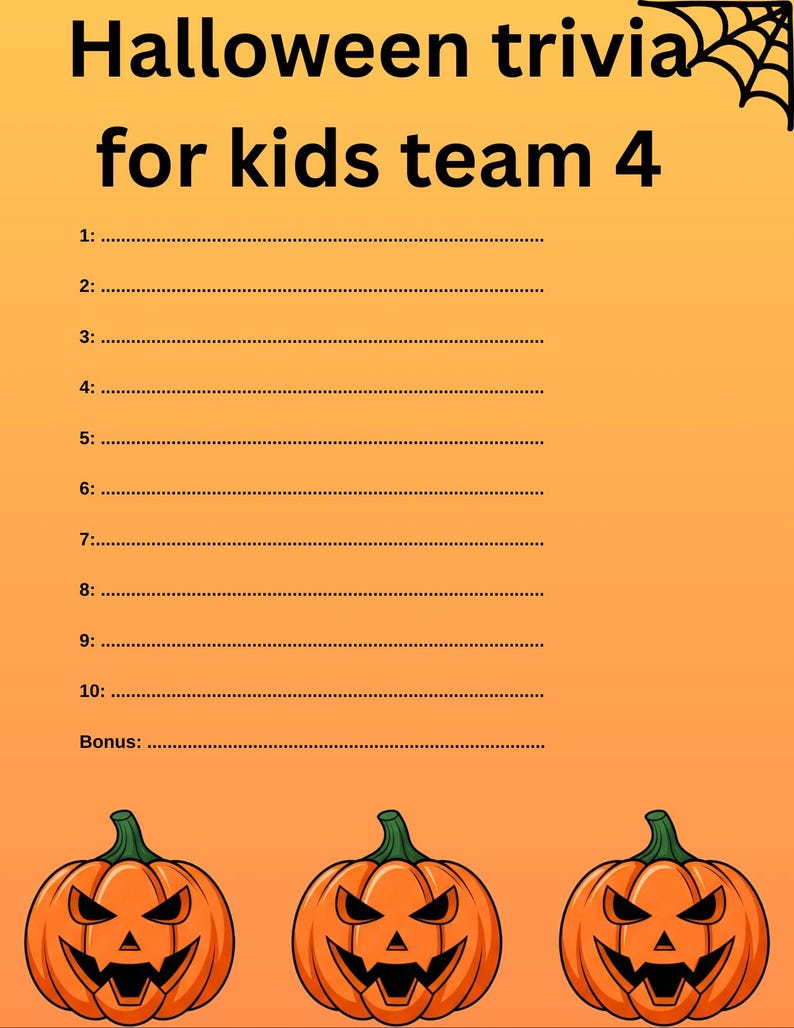 Halloween Trivia for Kids - Etsy
