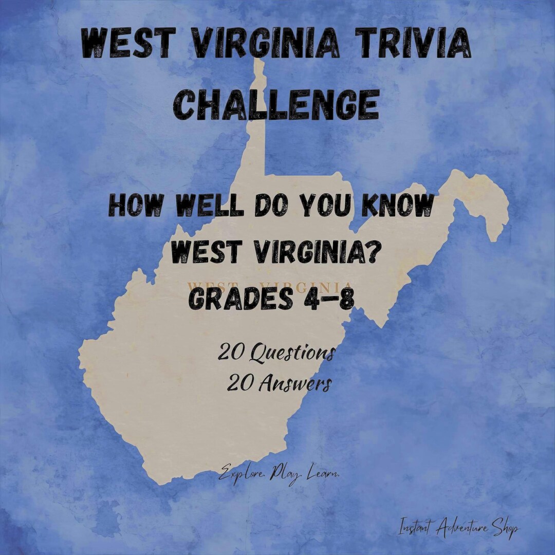 West Virginia Trivia Game, State Study, 20 Questions (printable ...