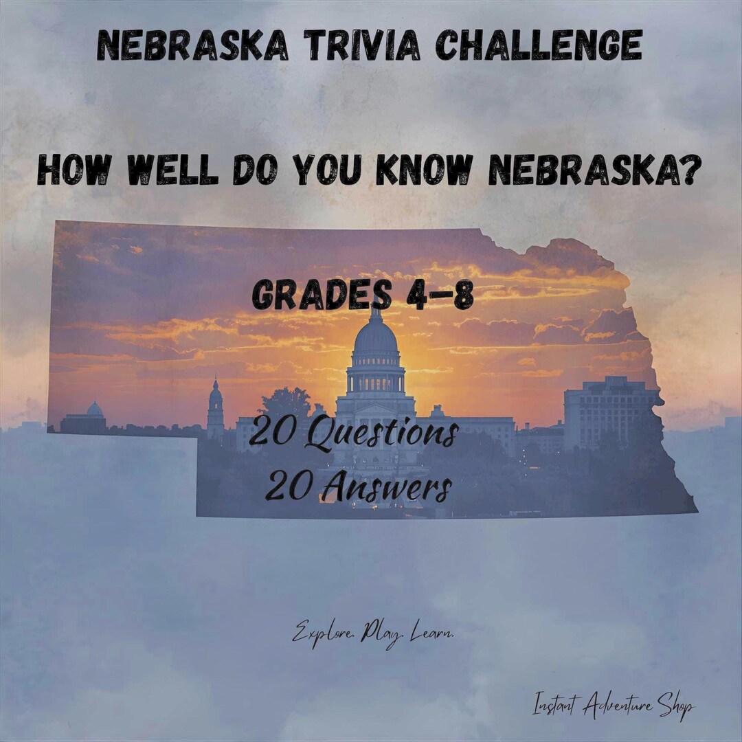 Nebraska Trivia Game, State Study, 20 Questions (printable Download) - Etsy