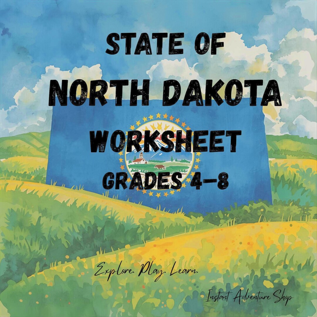 North Dakota State Worksheet, U.S. State Study, Geography, Social ...