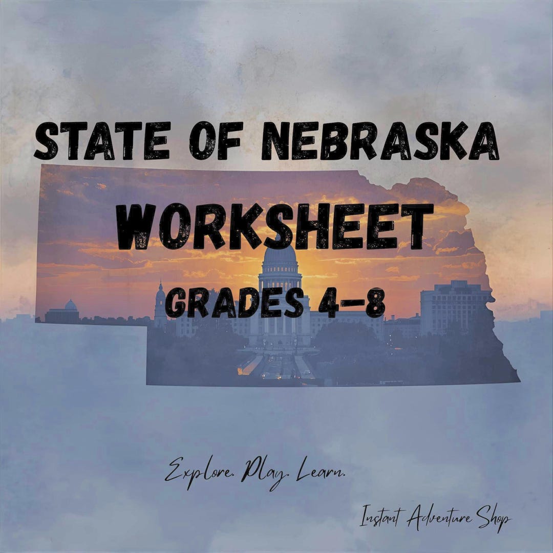 Nebraska State Worksheet, U.S. State Study, Geography, Social Studies ...