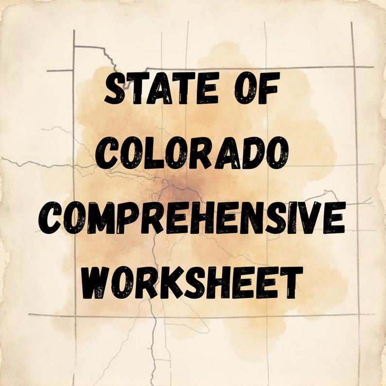 Colorado State Worksheet, U.S. State Study, Geography, Social Studies ...