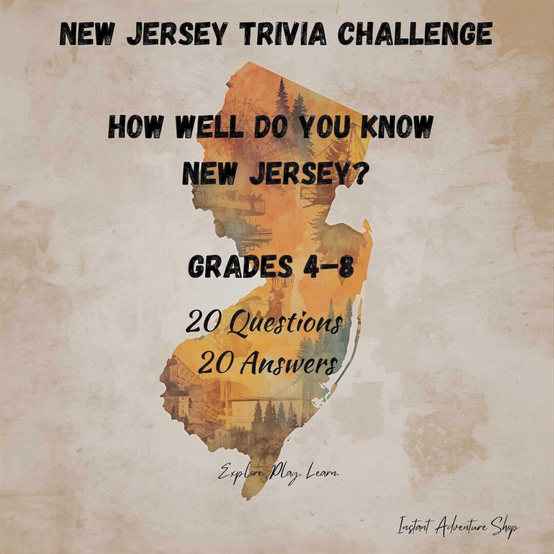 New Jersey Trivia Game, State Study, 20 Questions (printable Download ...
