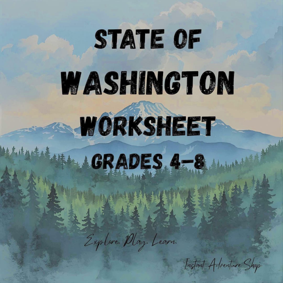 Washington State Worksheet, U.S. State Study, Geography, Social Studies ...