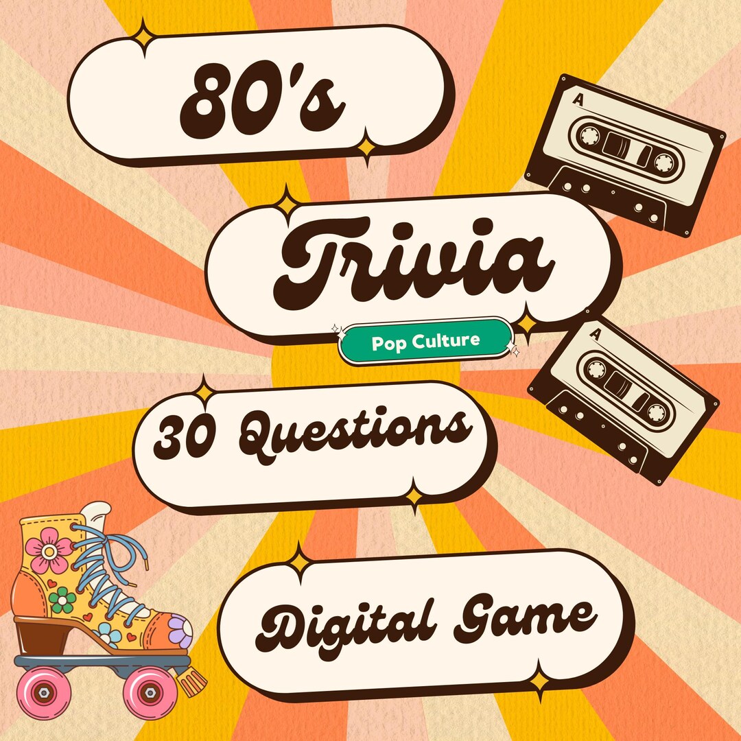 80s Pop Culture Trivia | 30 Fun Questions | Printable Party Game | 80s ...