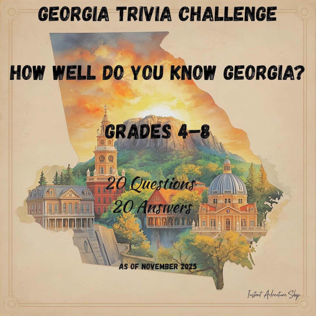 Georgia Trivia Game, State Study, 20 Questions (printable Download) - Etsy