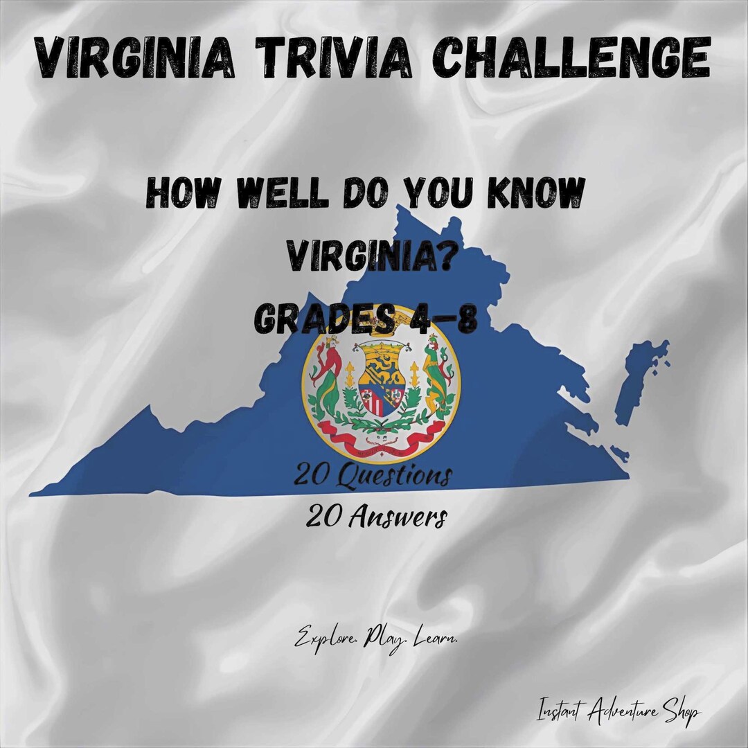 Virginia Trivia Game, State Study, 20 Questions (printable Download) - Etsy