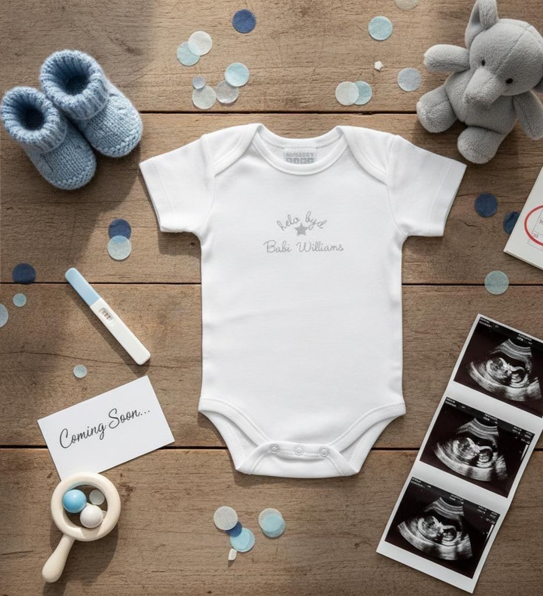 Helo Byd Babi- Welsh Baby Reveal Vest | Personalised Surname Baby Grow ...