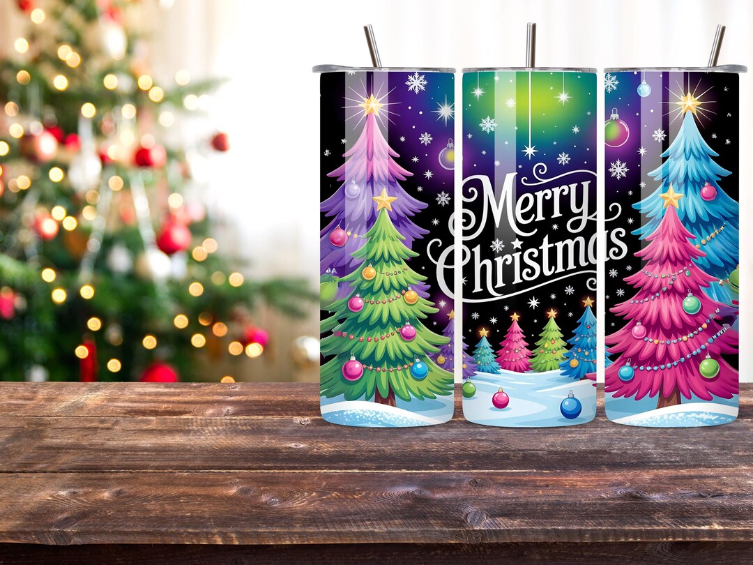 Magical Merry Christmas Digital Print| Colorful Winter Wonderland Trees ...