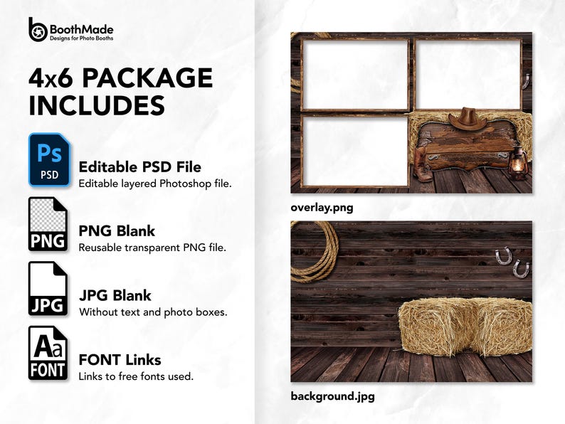 Western Rustic Barn Photo Booth Template | 4x6 Horizontal | PSD + PNG ...