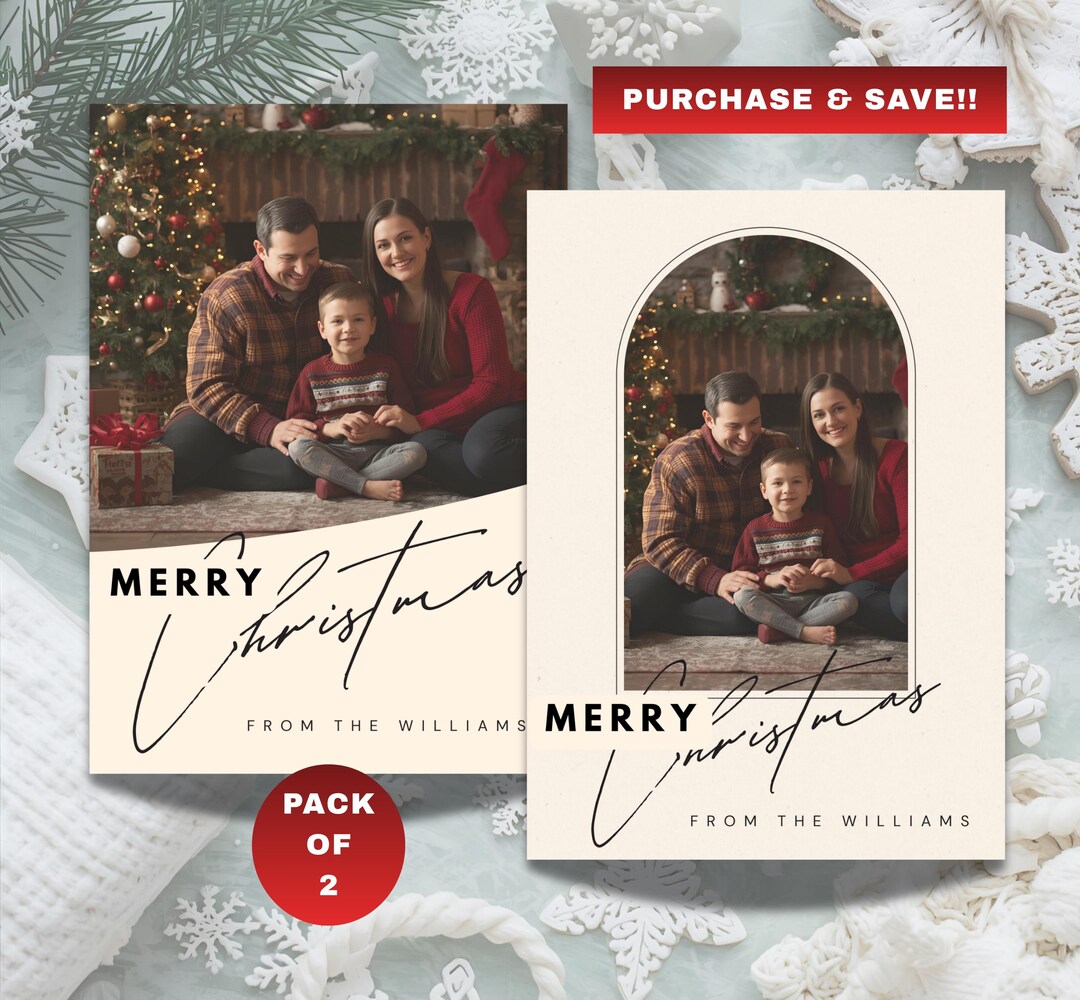Printable Christmas Photo Card Design | Pack of 2 | Editable Holiday ...