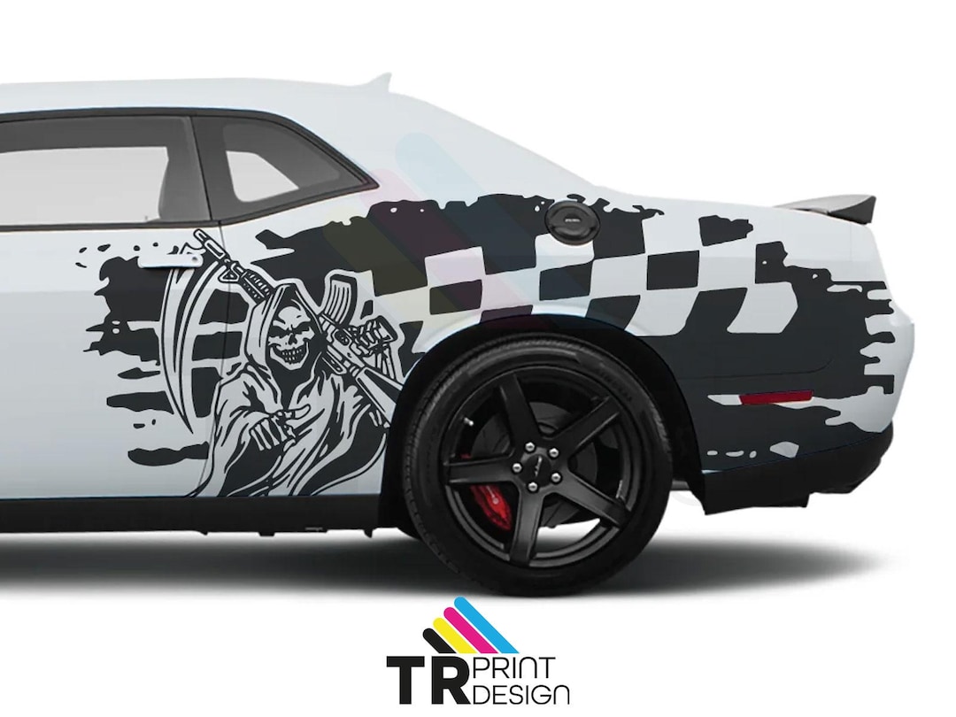 Includes Both Side - Dodge Challenger Reaper Grunge Side Decals (pair ...