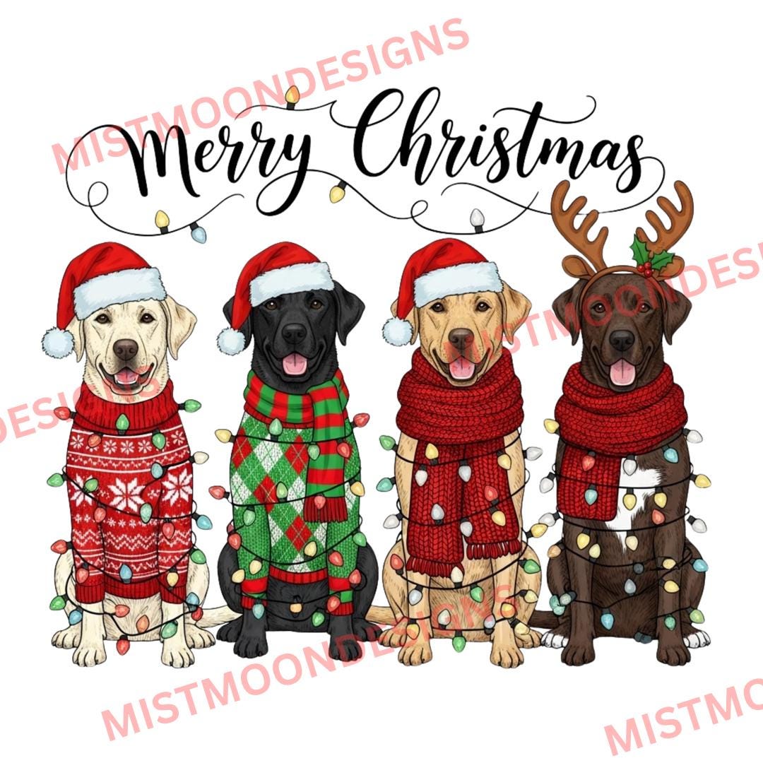 Merry Christmas Labrador Retriever PNG | Digital Download | Festive Dog ...