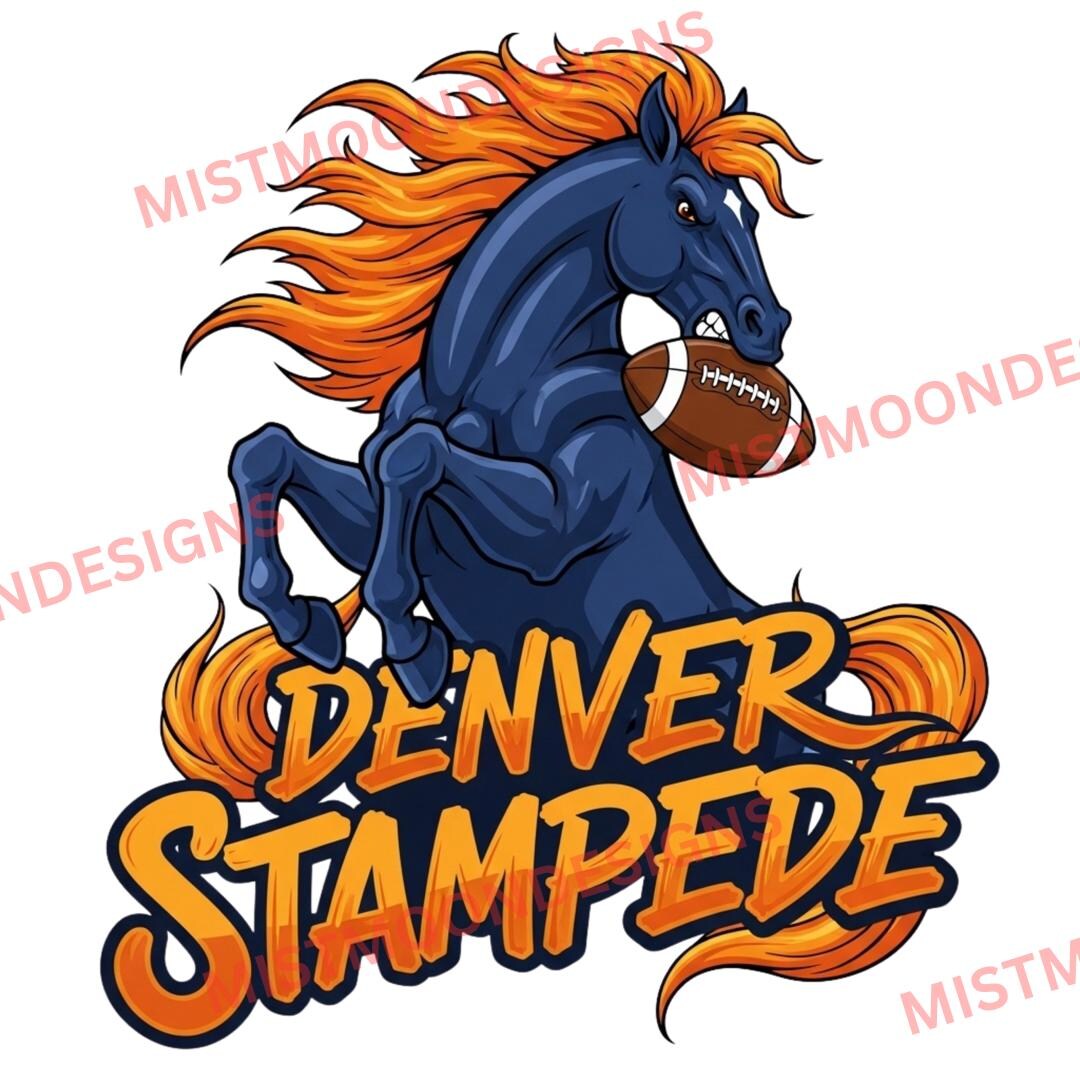 Denver Stampede PNG | Blue Orange | Horse Football Logo | Bold Sports ...