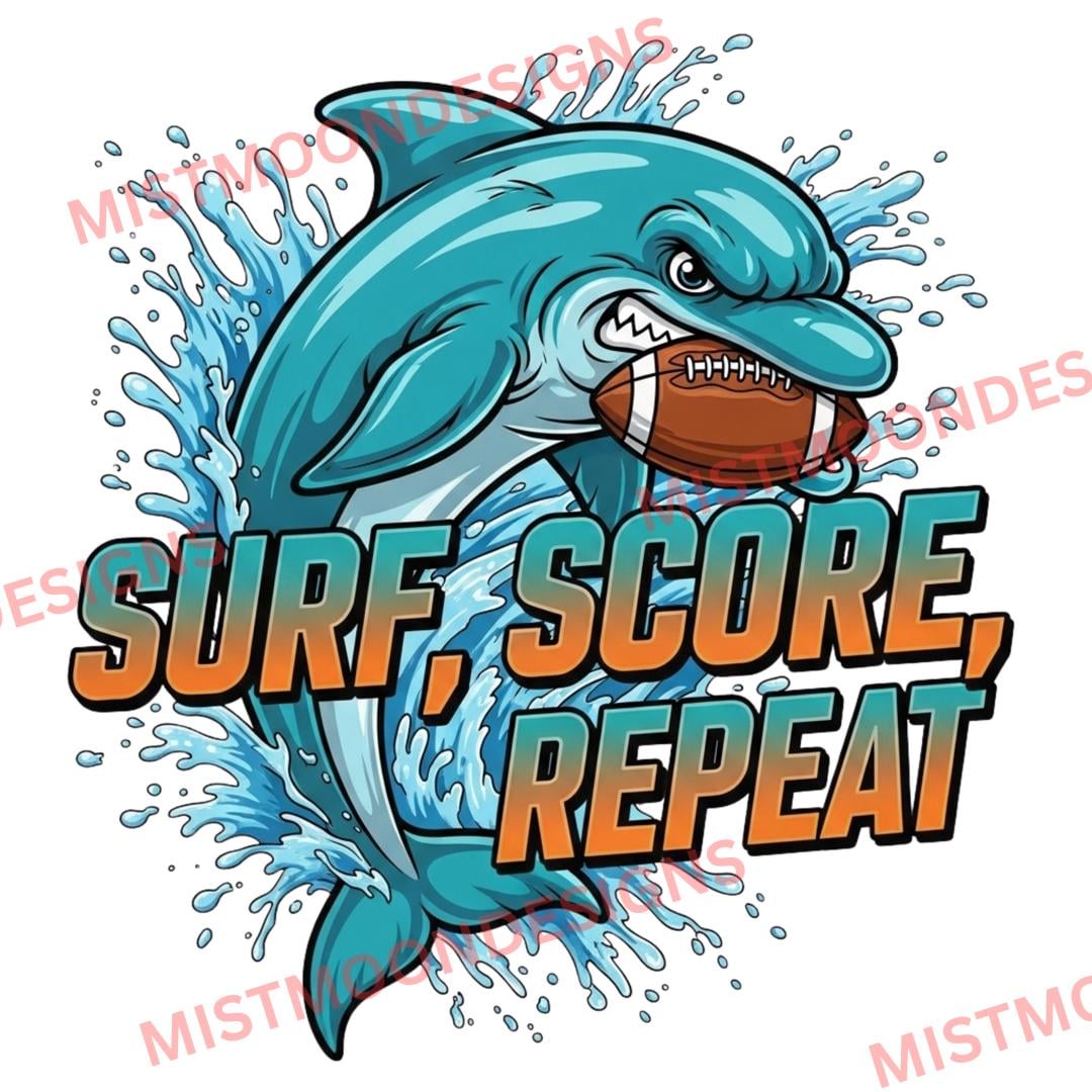Surf Score Repeat Dolphin Football PNG Digital Download | Sporty Beach ...
