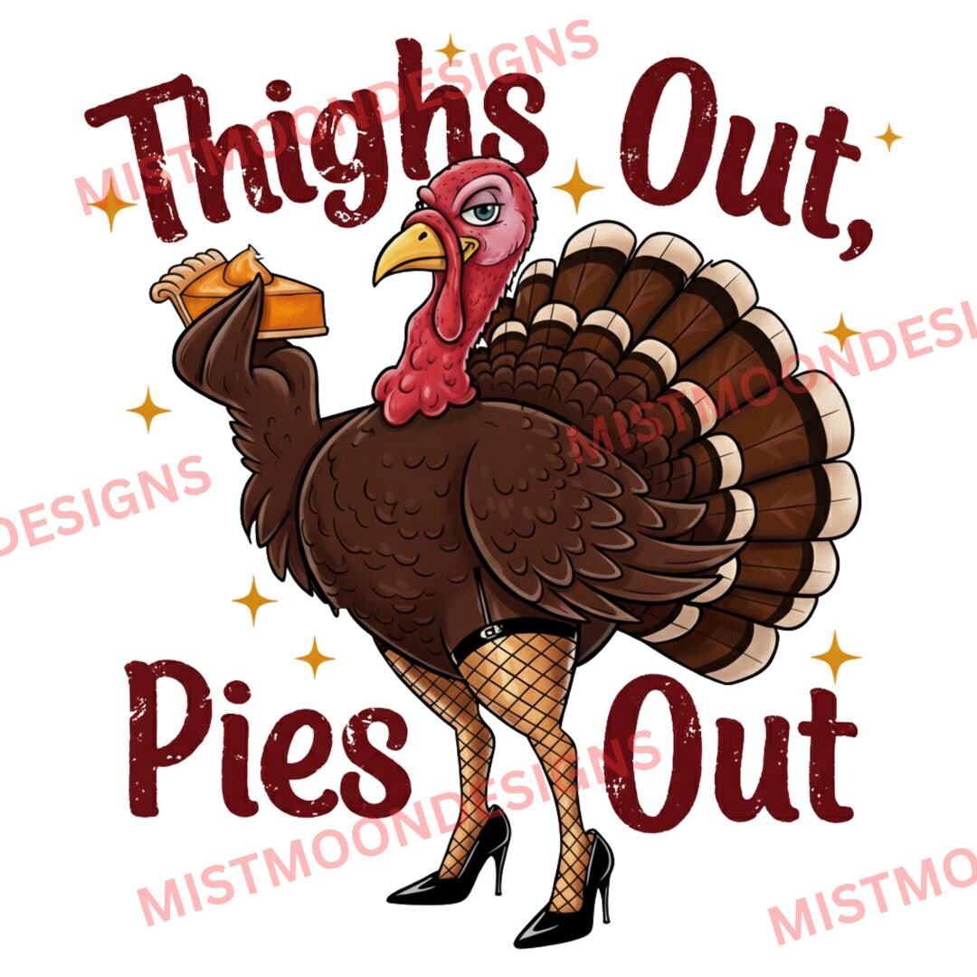 Thighs Out Pies Out PNG | Funny Turkey Clipart | Sassy Thanksgiving ...