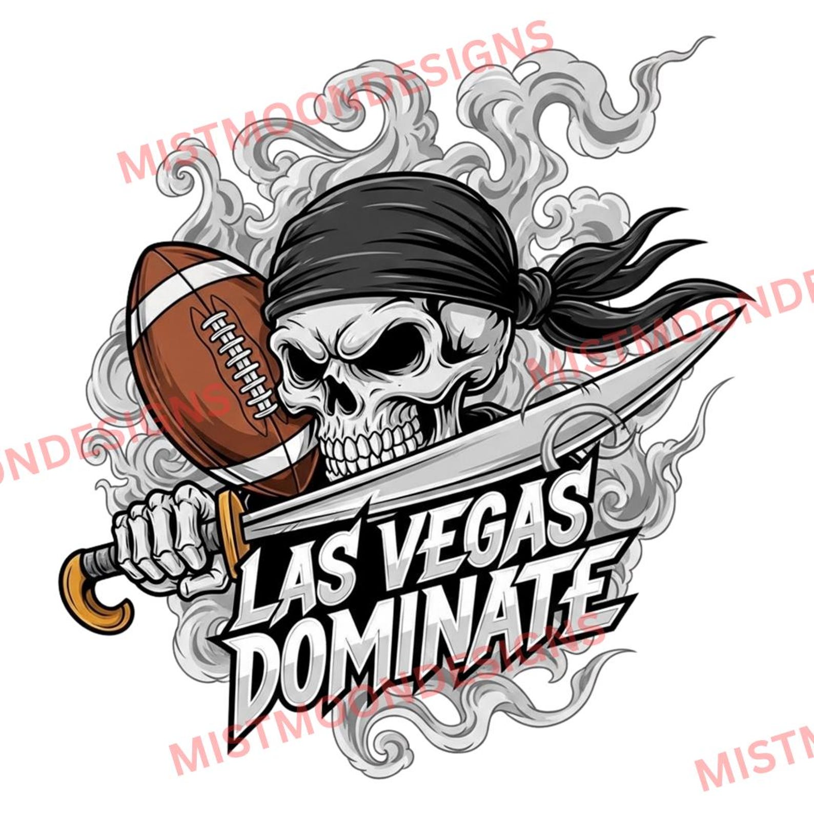Las Vegas Dominate Football PNG | Skull With Sword | Raider Football ...