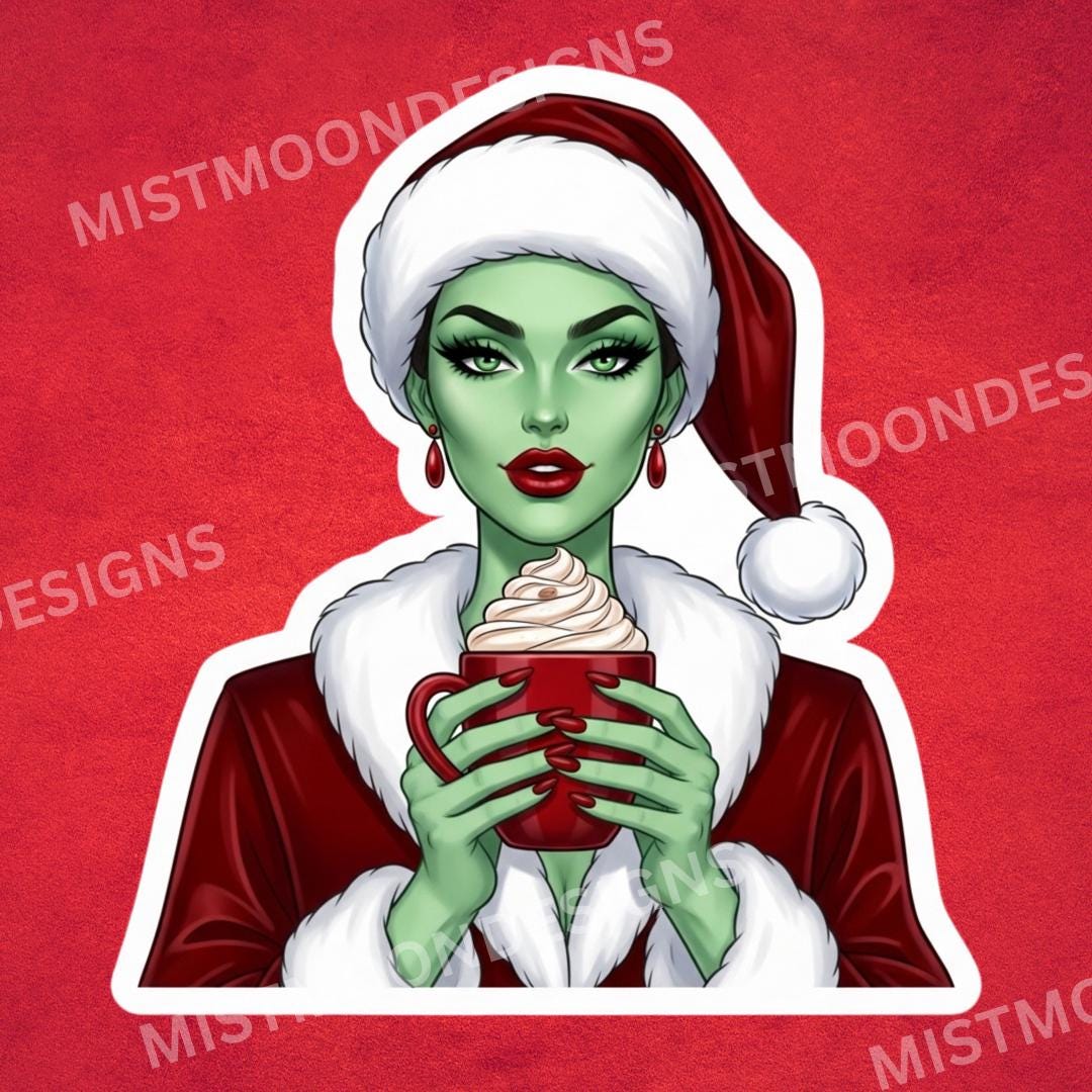 Glamorous Green Diva Christmas PNG | Sassy Green Diva | Digital ...
