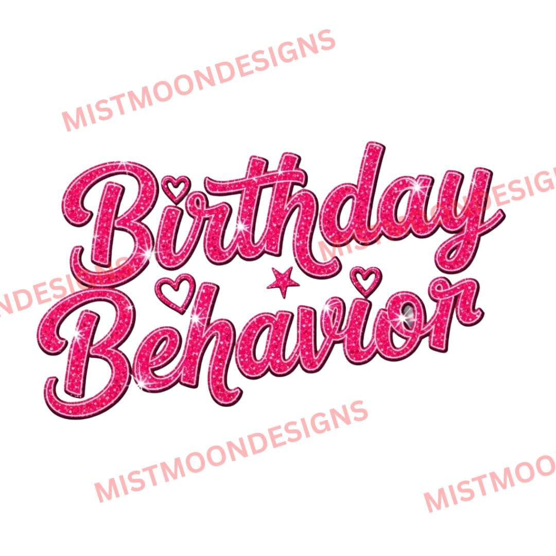 Birthday Behavior PNG | Pink Glitter Birthday Clipart | Girly Party ...