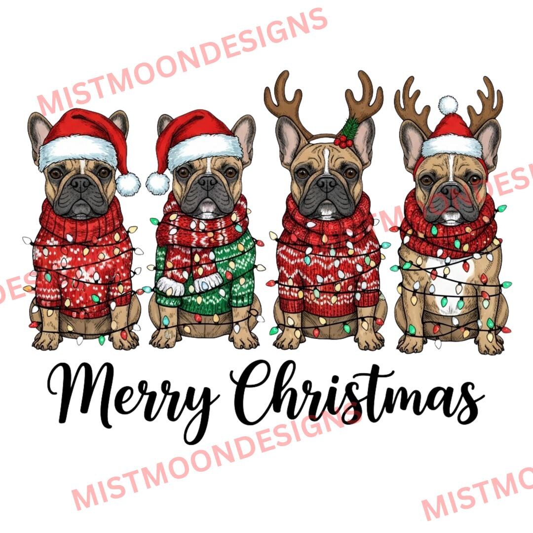 Merry Christmas French Bulldog PNG | Digital Download | Festive Dog ...
