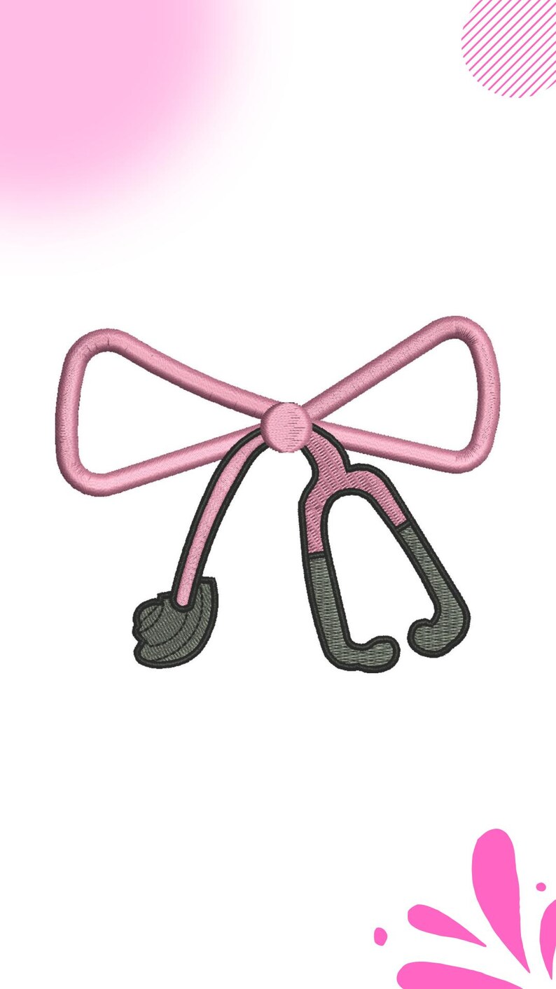 Stethoscope Bow Embroidery Design, Nurse Medical Pattern (digital ...