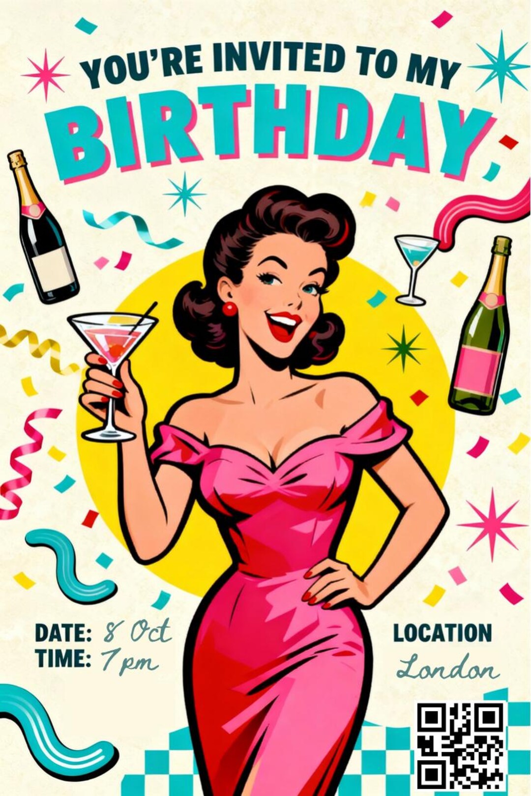 Lady's Birthday Party Invitation Template - With Bonus Access to Our ...