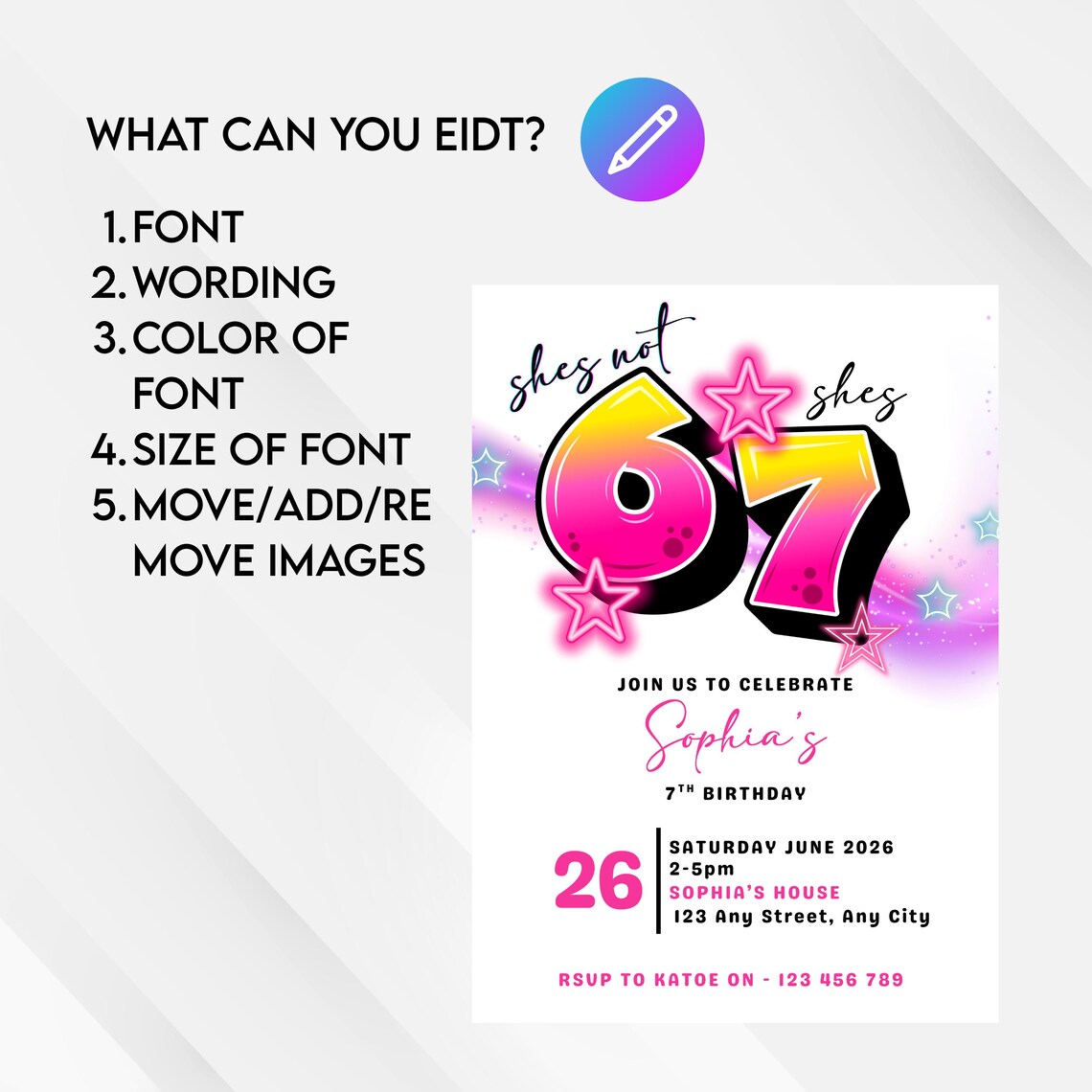 6 7 Birthday Invitation | Six and Seven Birthday Invite | Canva ...