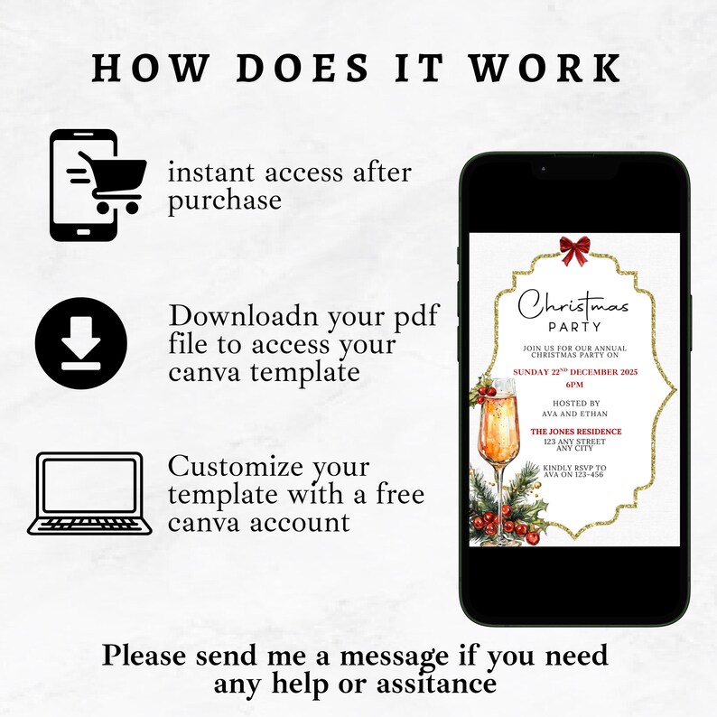Editable Christmas Party Invite | Canva Template | Instant Download - Etsy