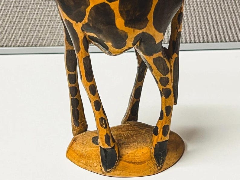 Vintage Hand Carved Wooden Giraffe Statue – African Safari Decor, Hand ...