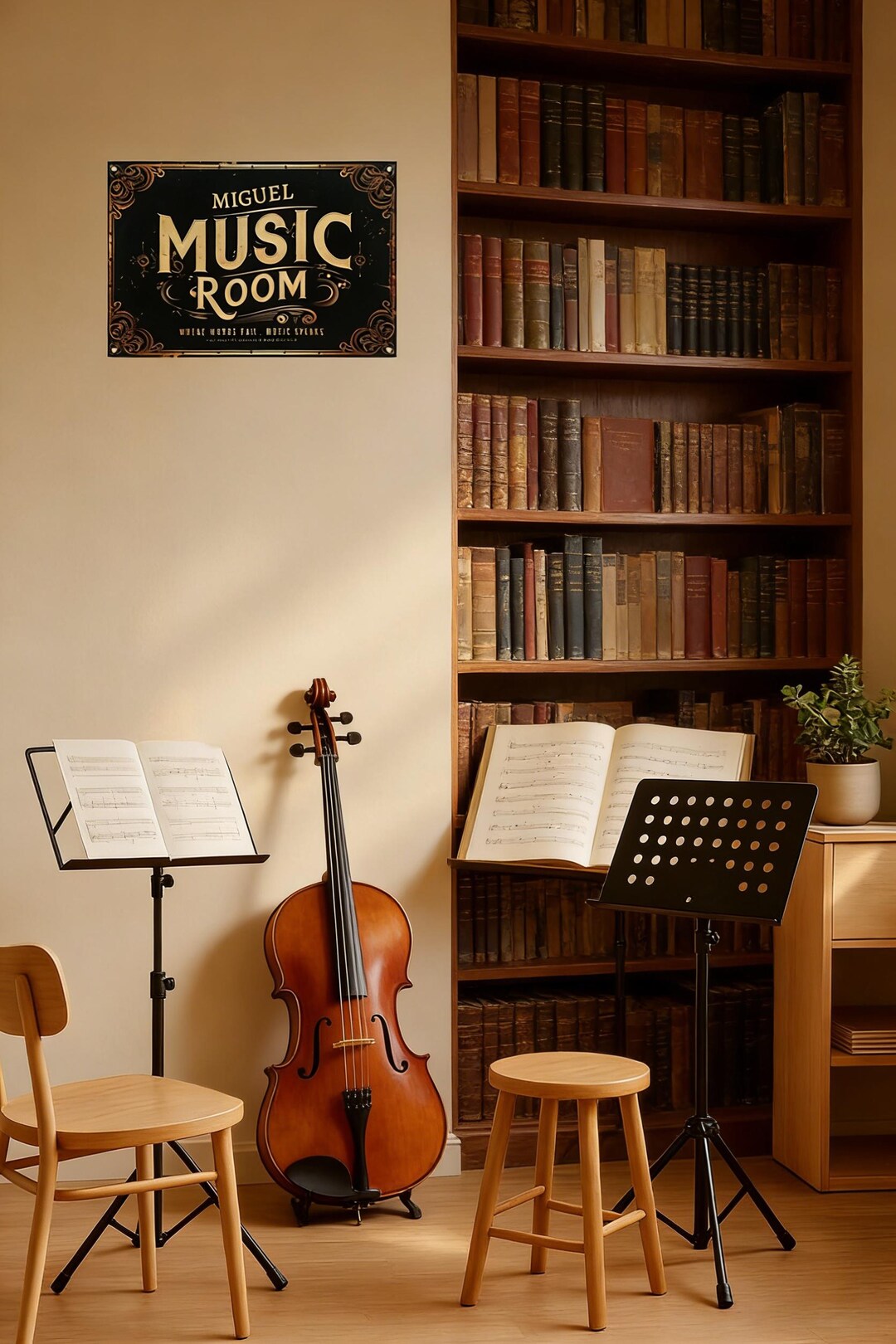 Personalized Music Room Metal Sign Vintage Style Custom Name Wall Art ...