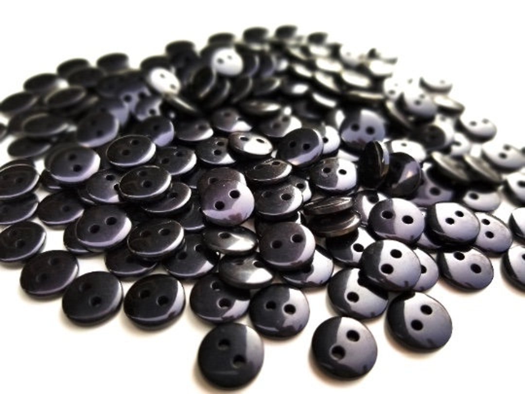 Tiny Round Black Acrylic Sewing Buttons 2 Holes 9mm - Perfect for ...