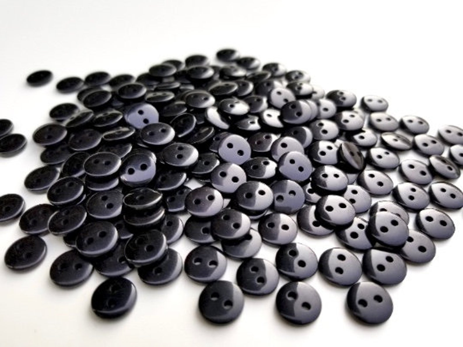 Tiny Round Black Acrylic Sewing Buttons 2 Holes 9mm - Perfect for ...