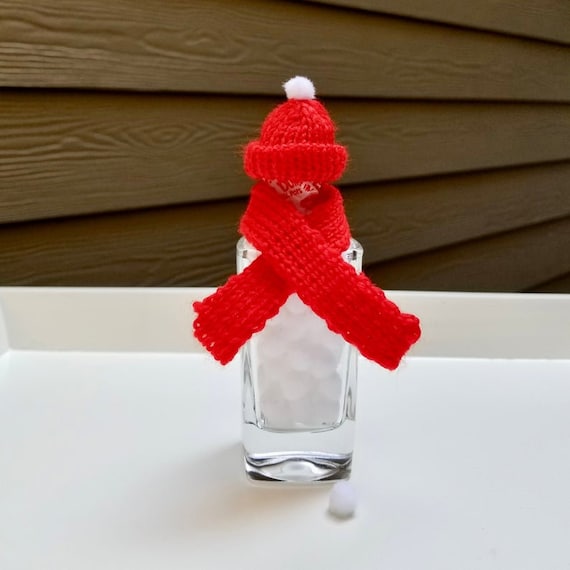 Miniature red knit scarf and hat 2 piece set Perfect for | Etsy