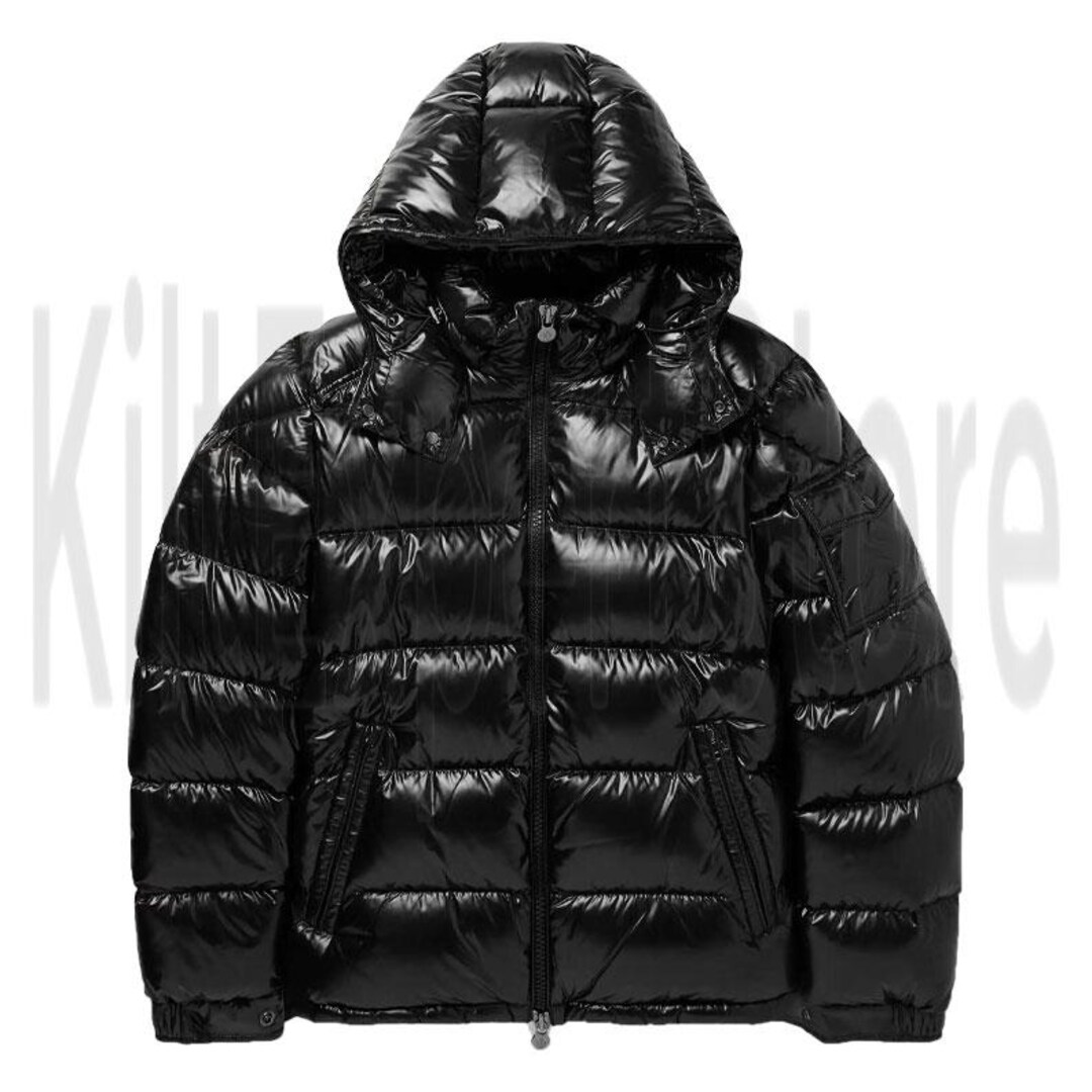 Black Shiny Puffer Jacket, Luxury Down Coat Winter, Hooded Bubble ...