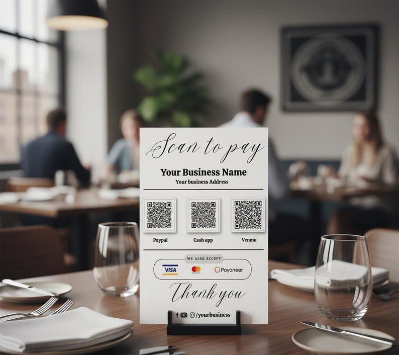 Scan to Pay Template, QR Code Payment Sign, Editable Canva Template ...