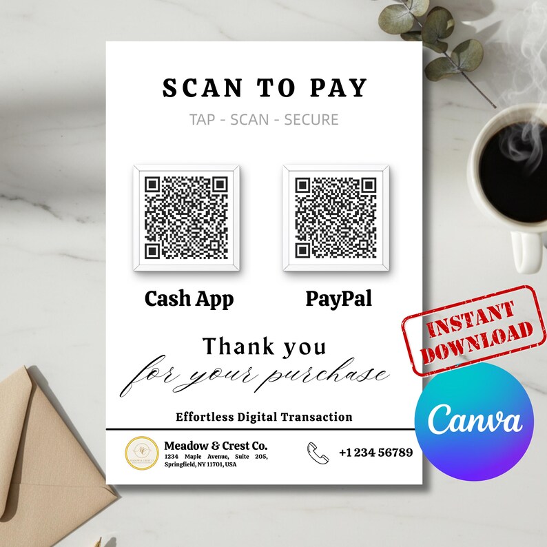 Editable Scan to Pay QR Code Payment Sign Template Modern Digital ...